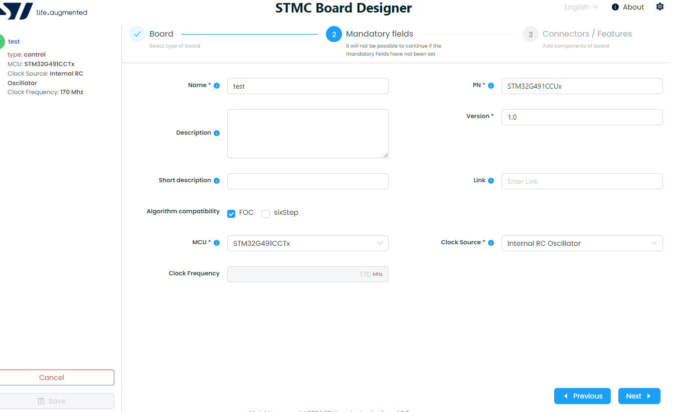 MCSDK Json File Description - AMS and STM32